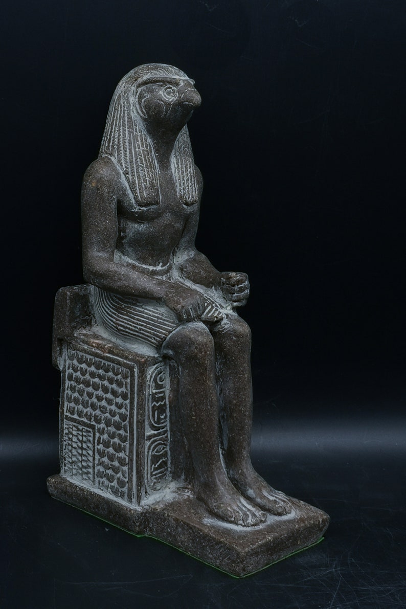 Unique Statue Falcon Headed God Horus Seated Sculpture Granite | Etsy