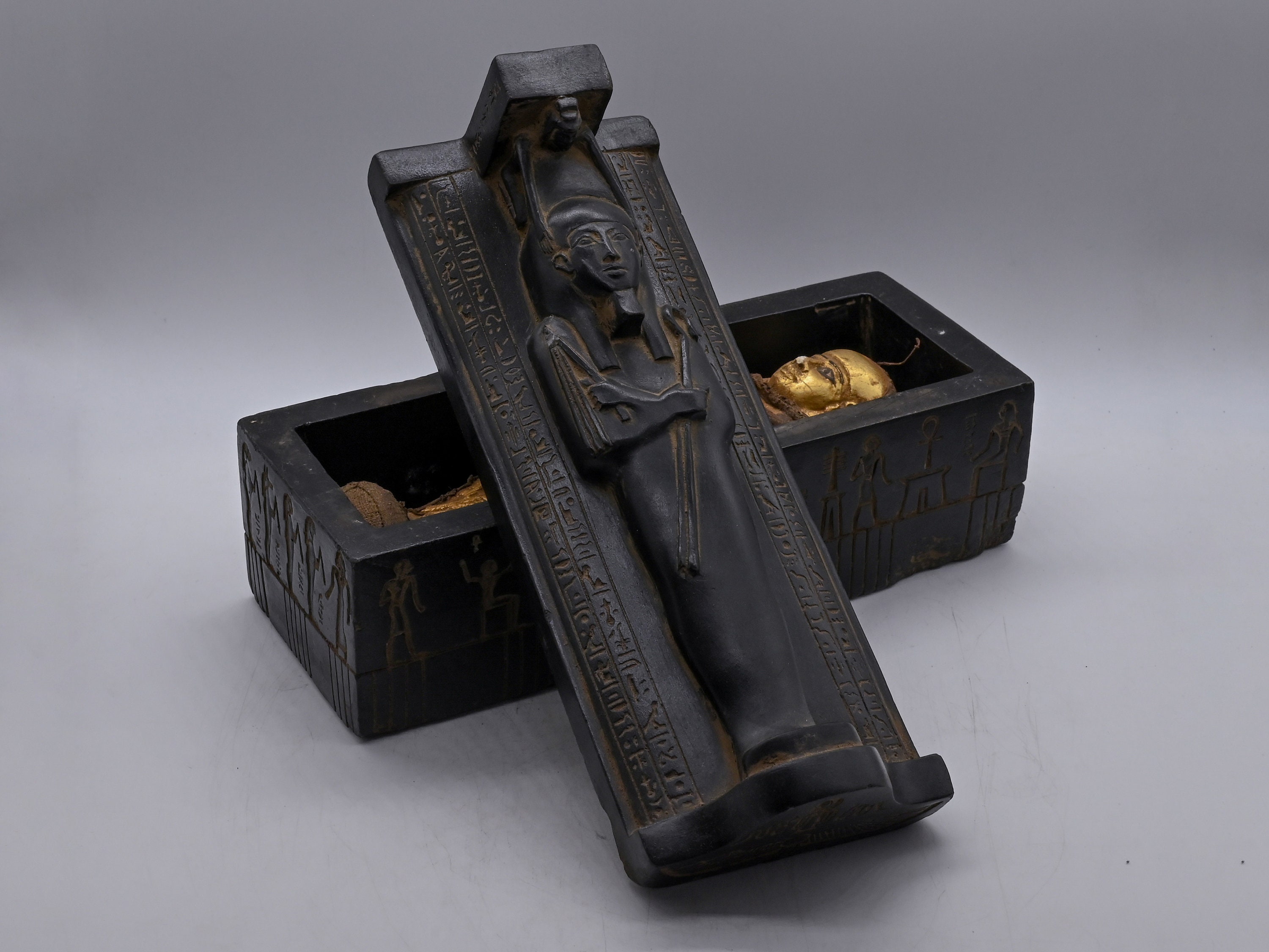 Unique Box Mummy Inside a Coffin Pharaonic Inscriptions Painted ...