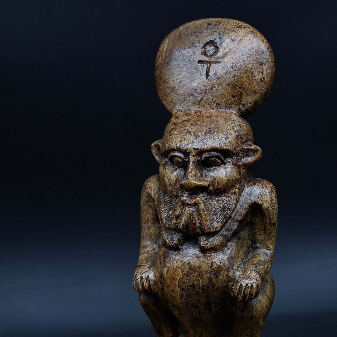 Vintage Statue Bes God of Entertainment Unique Sculpture Stone Made in ...