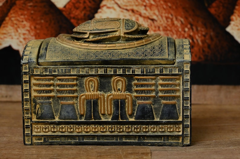 Egyptian Box Made of Natural Stone Carved on Top With a Large - Etsy