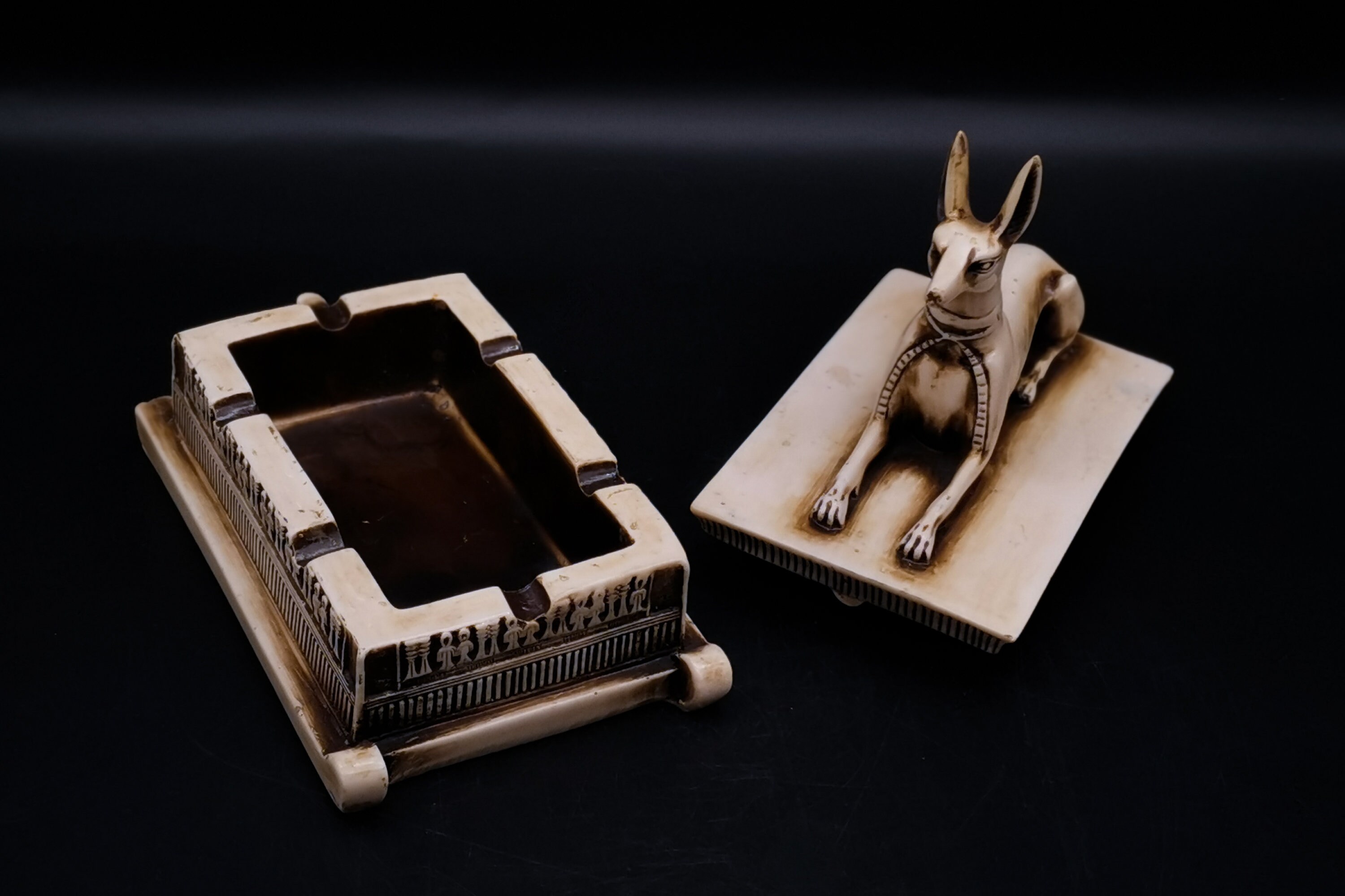 Unique Egyptian art Box HIEROGLYPHICS Anubis God of the Dead | Etsy