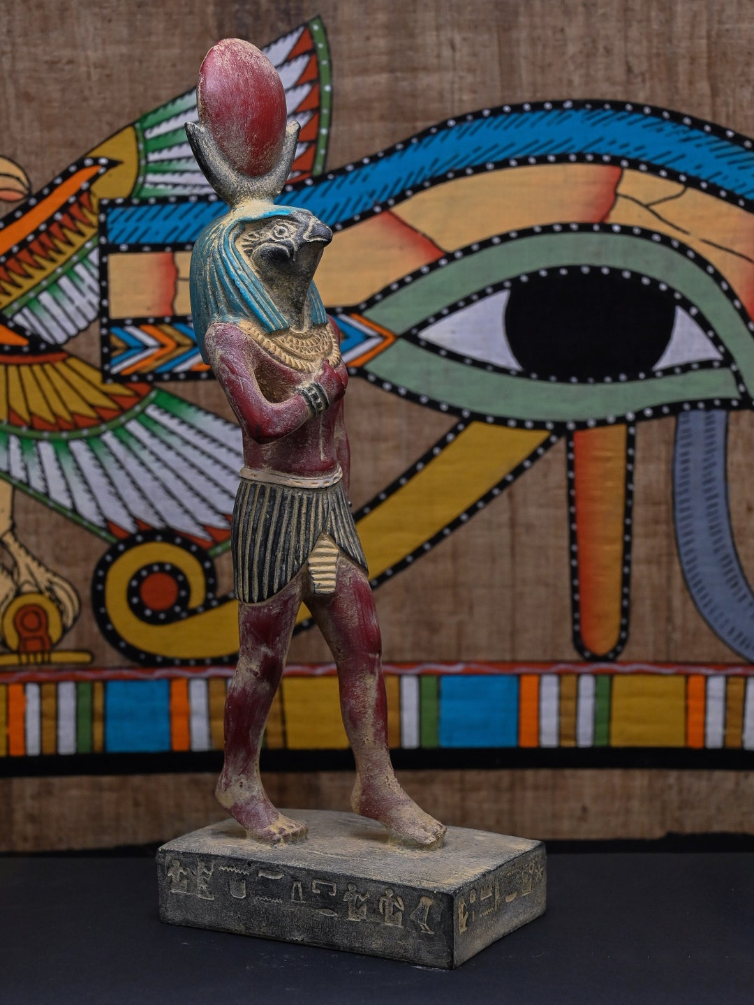 Ancient Egyptian Statue of Sun God Ra Harakhte Crowned With a Solar ...