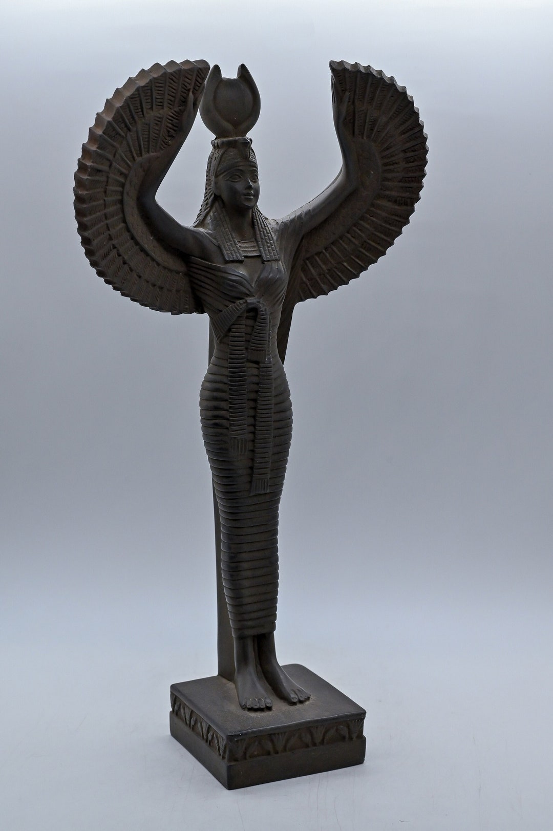 Statue of Egyptian Goddess Isis Opening Wings of Protection Large Black ...