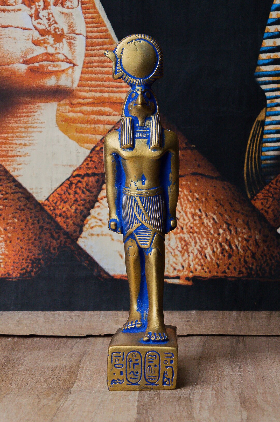 Ancient Egyptian Statue of Sun God Ra Harakhte Crowned With a Solar ...