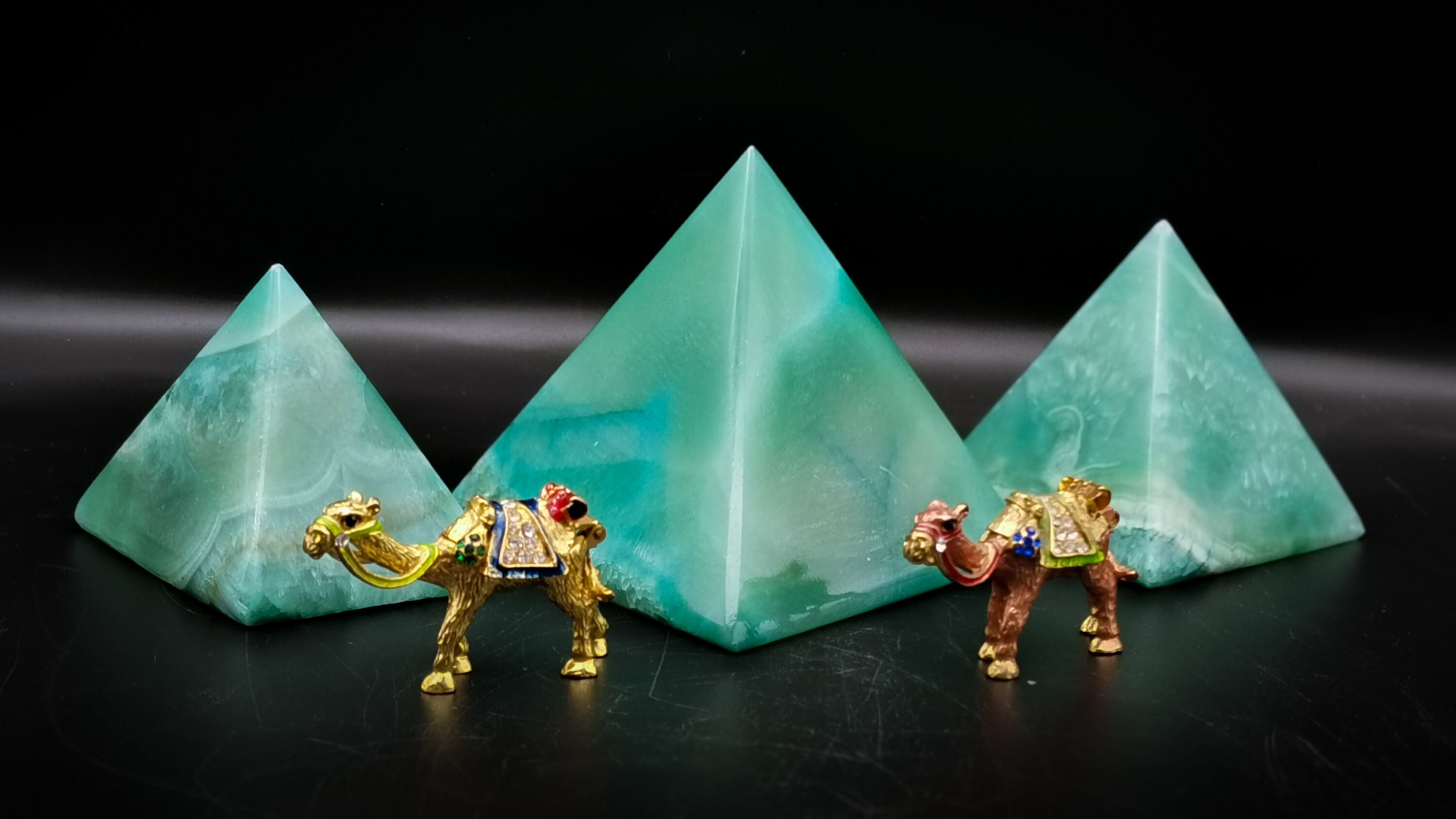 Unique set of pyramids Egyptian Art 4 color Alabaster large | Etsy