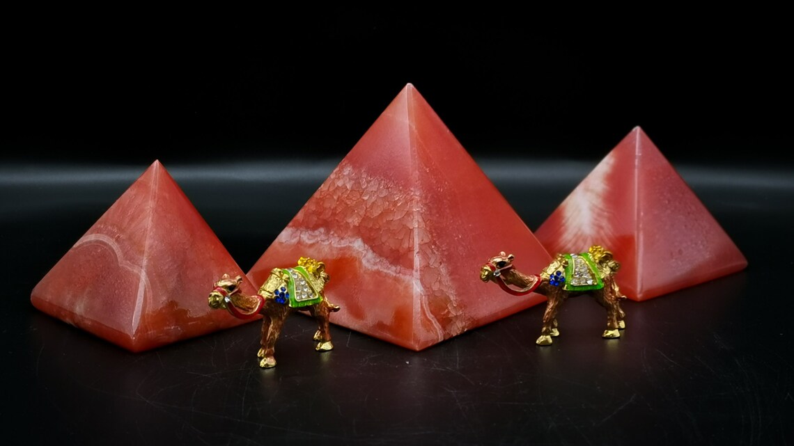 Unique set of pyramids Egyptian Art 4 color Alabaster large | Etsy