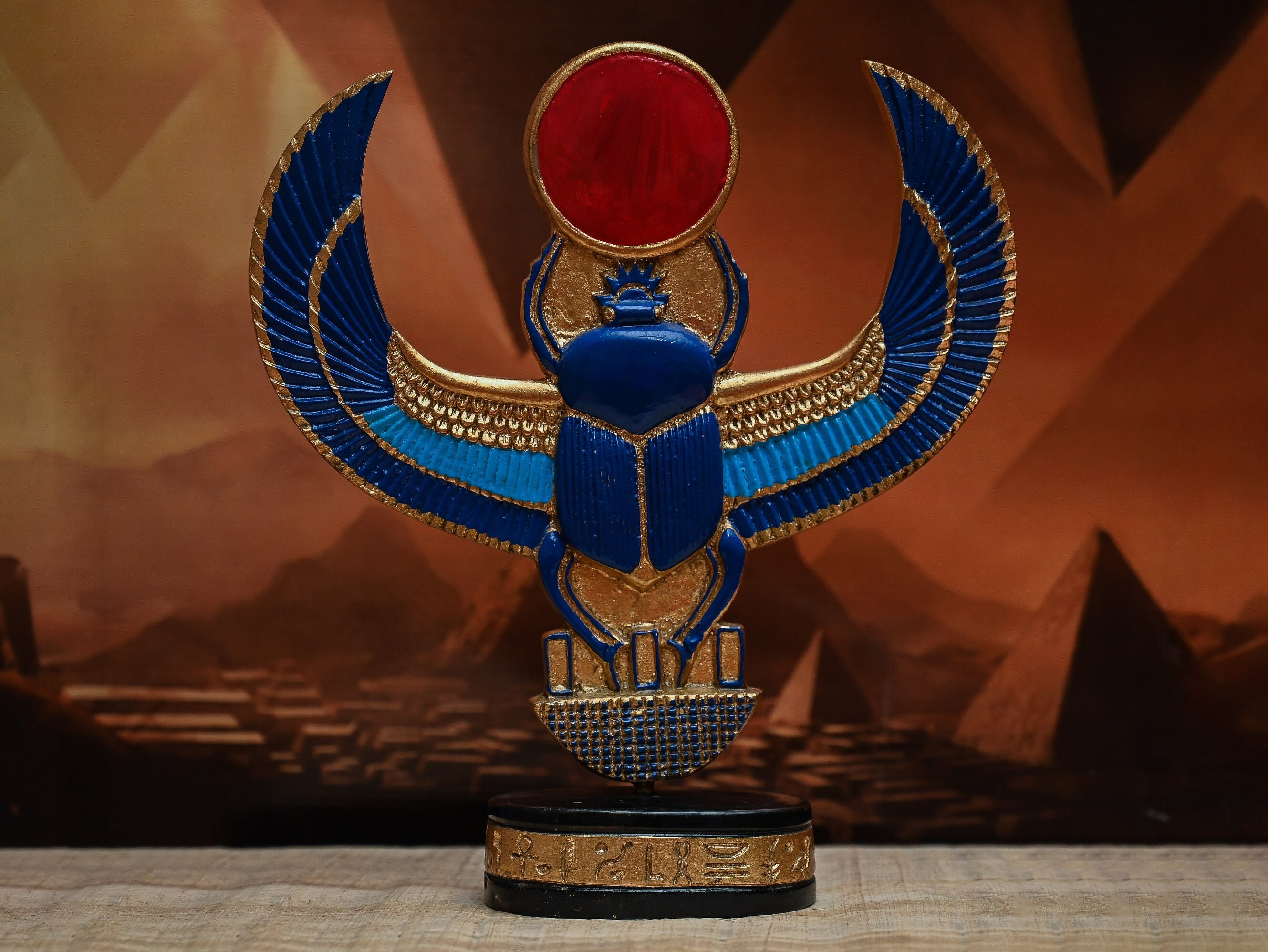 EGYPTIAN Statue of Winged SCARAB BEETLE Khepri Heavy Gold Leaf - Etsy ...