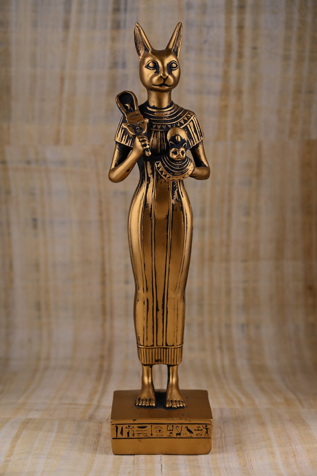 Egyptian Goddess Bastet Cat Large Statue Gold Made in Egypt - Etsy