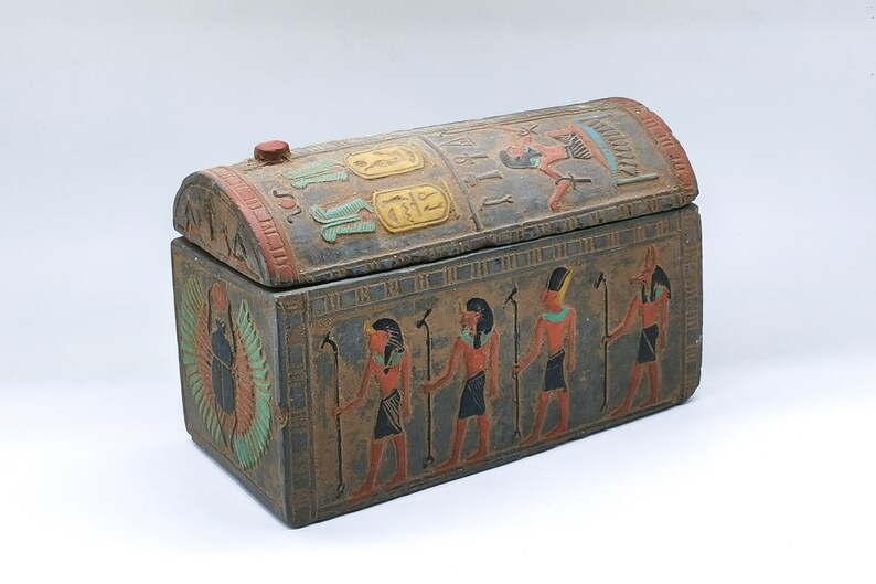 Egyptian Art Box Decorated Pharaonic Inscriptions Colored - Etsy