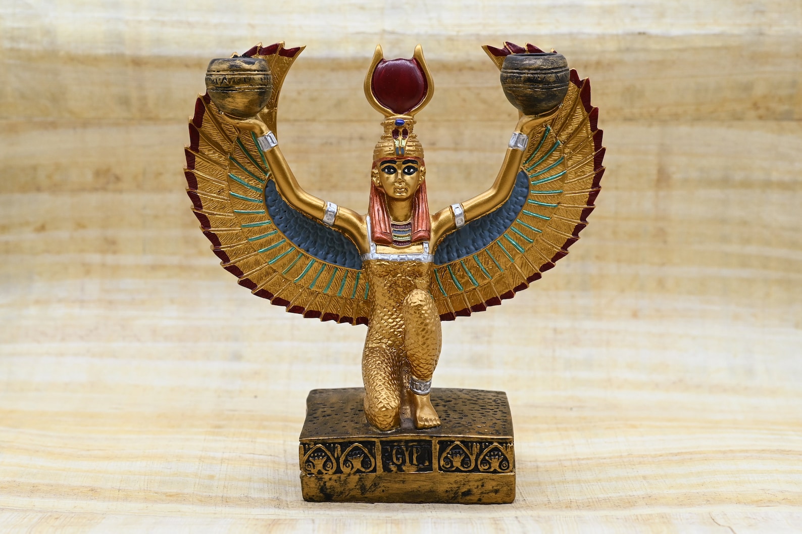 Isis Wings Goddess Figurine Hand Painted Egyptian Art Made in - Etsy