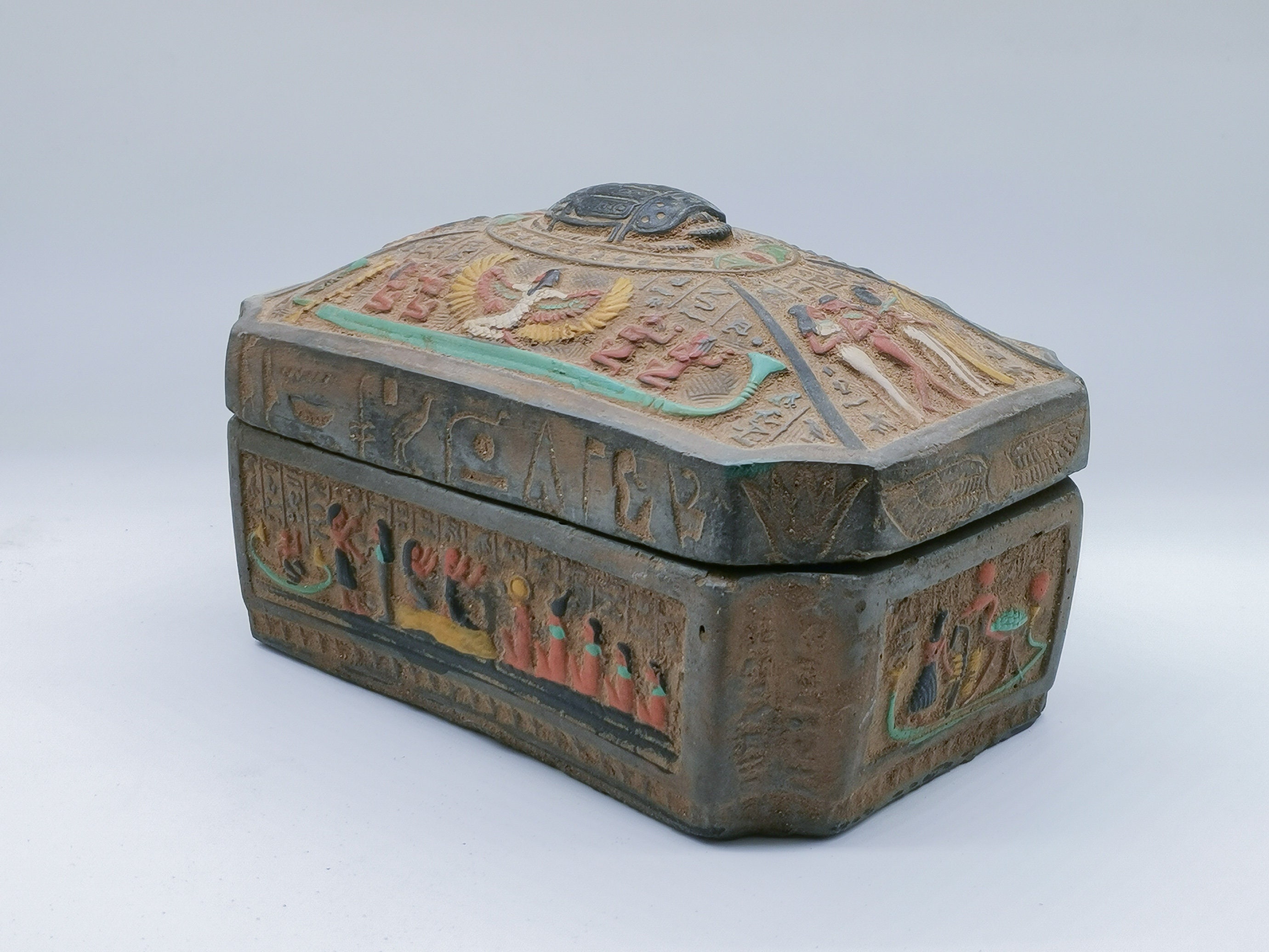 Unique Egyptian art Box decorated pharaonic inscriptions maat | Etsy