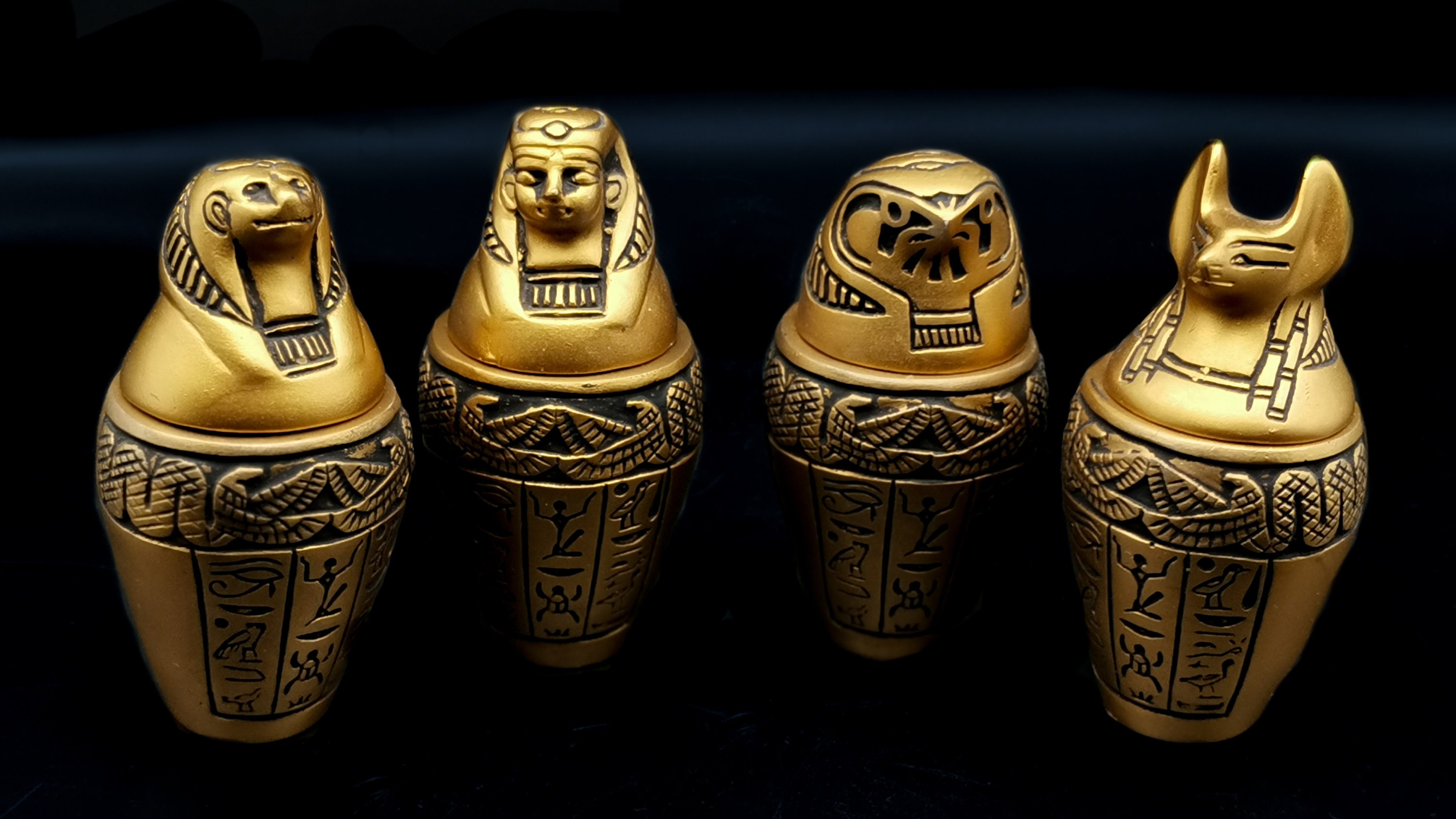Egyptian Canopic Jars Set Of 4 Resin Decorative