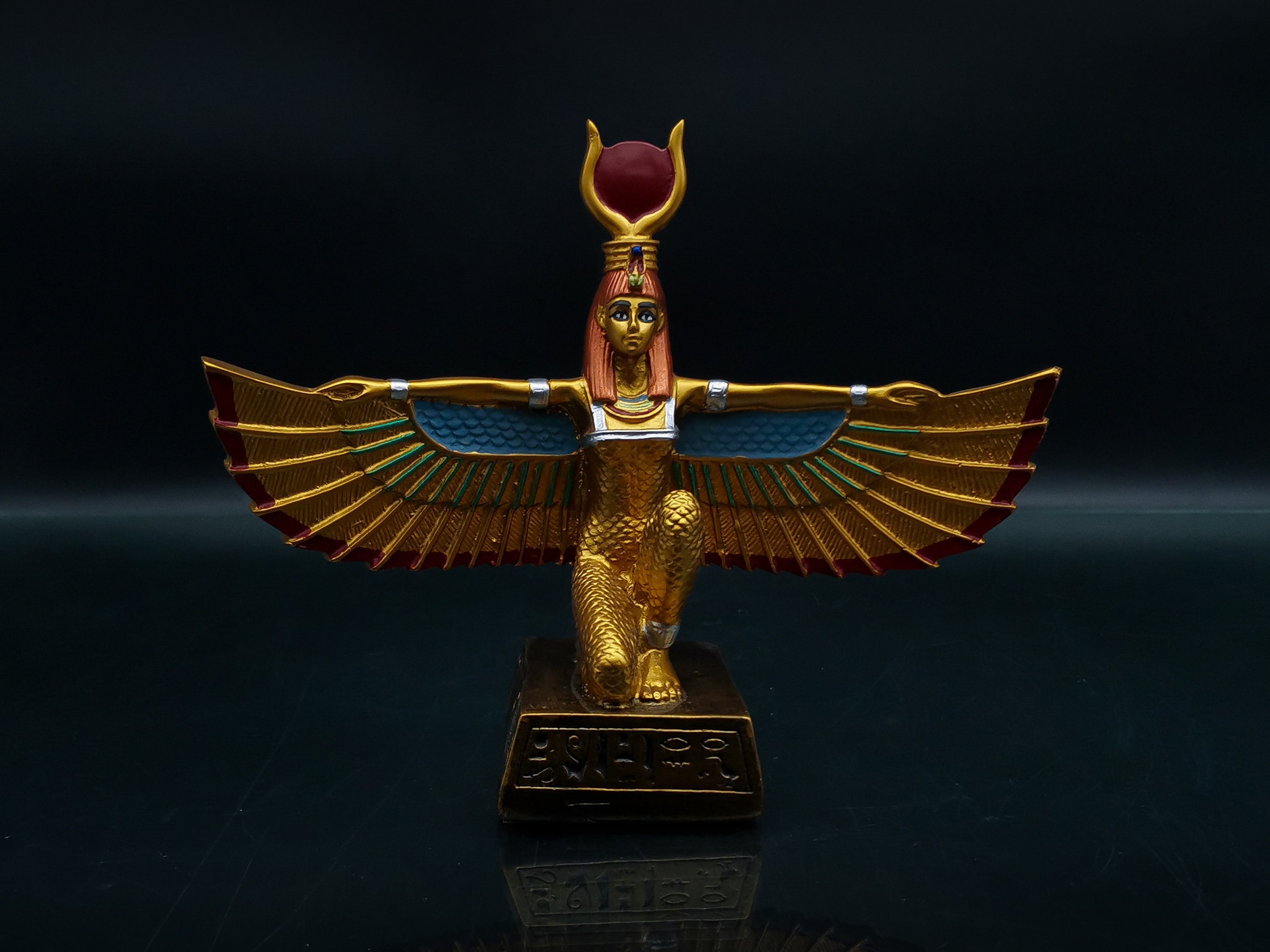 Unique Flying Wings Egyptian Goddess Isis Statue hand painted | Etsy