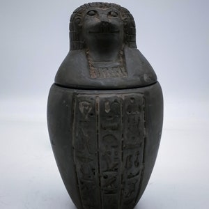 Sons of Horus Egyptian Art Canopic Jars Hathor Dark Stone Home | Etsy