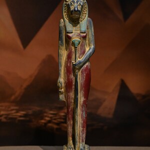 Statue of Goddess Sekhmet Standing Ancient Egypt Altar Painted Stone ...