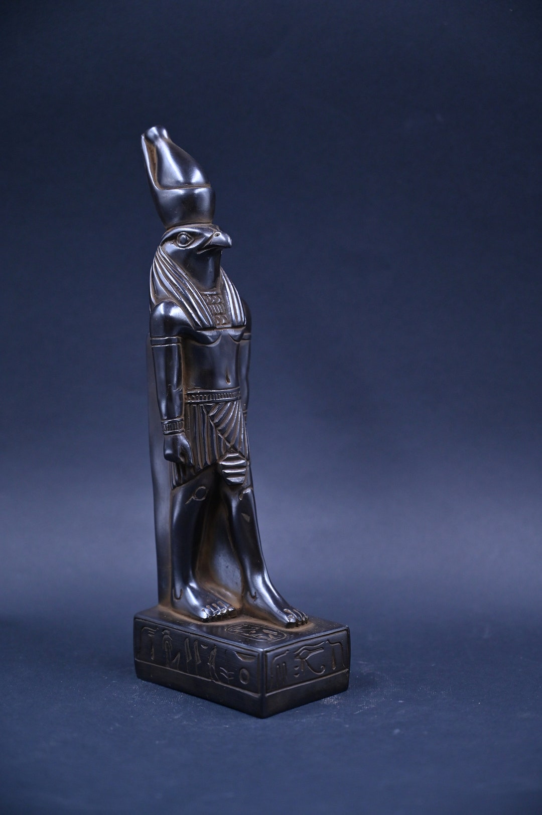 Statue of Ancient Egyptian Falcon Bird God Horus Black Stone Made in ...