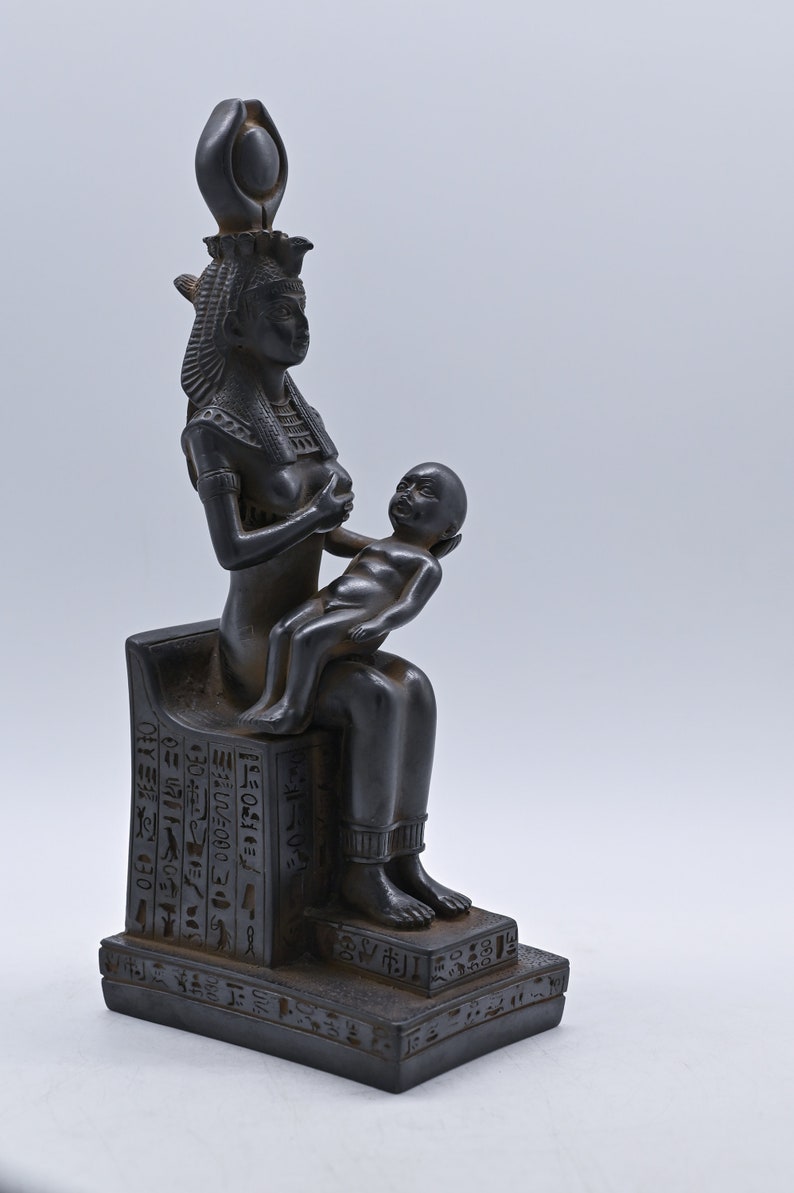 Unique Statue of Goddess Isis Breastfeeding Baby Horus Black - Etsy
