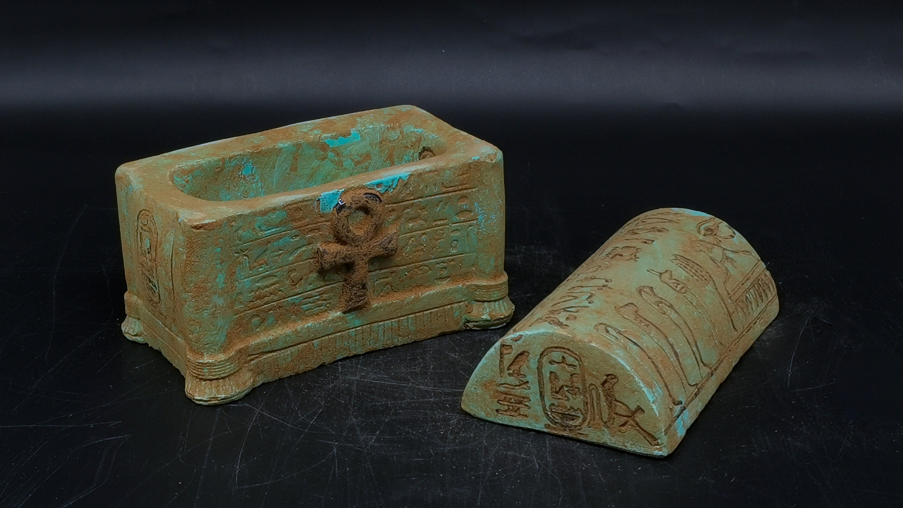 Unique Egyptian art Box decorated pharaonic inscription Heavy | Etsy