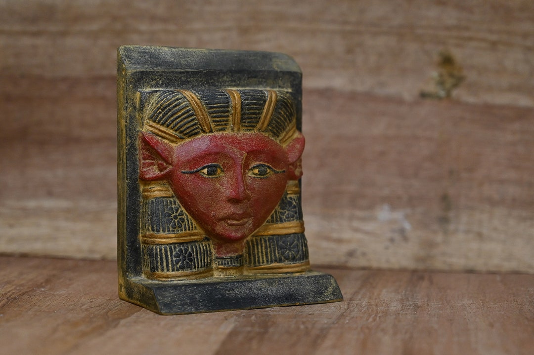 Unique Goddess Hathor Face Mask Cow's Ear Large Sculpture Earthy Black ...