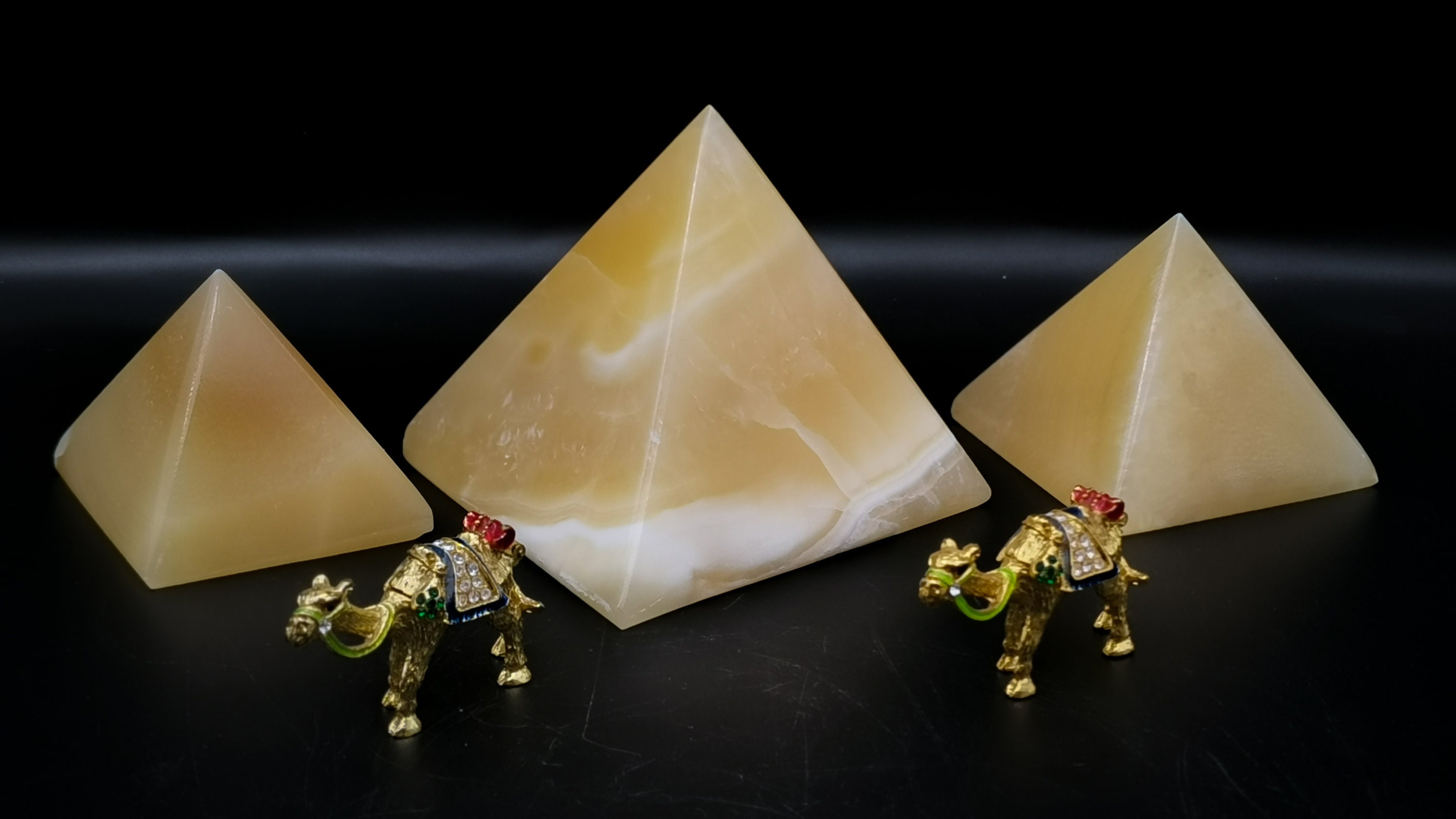 Unique set of pyramids Egyptian Art 4 color Alabaster large | Etsy