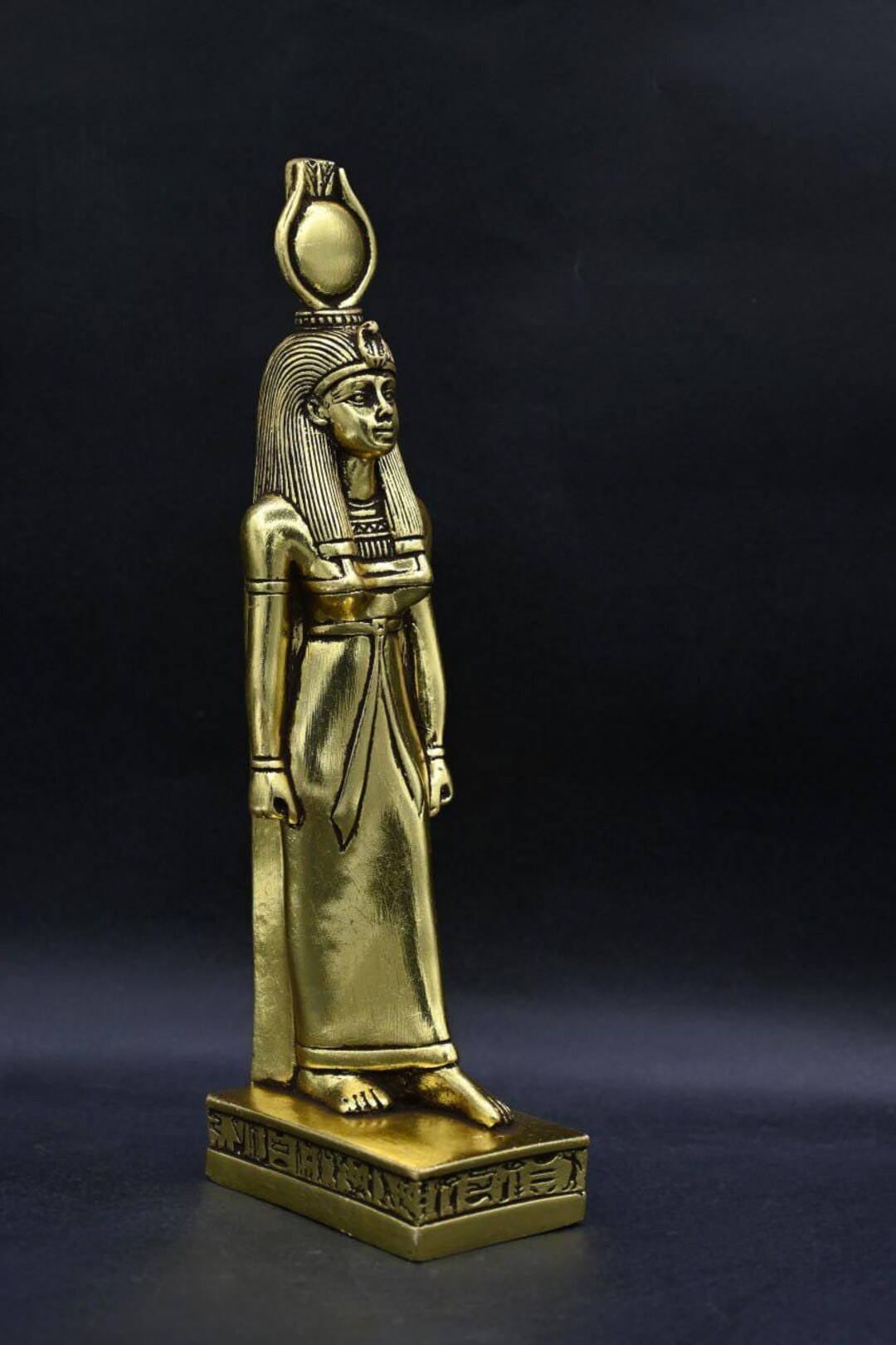 Statue Egyptian Goddess Isis Painted Gold Leaf Heavy Stone Made in ...