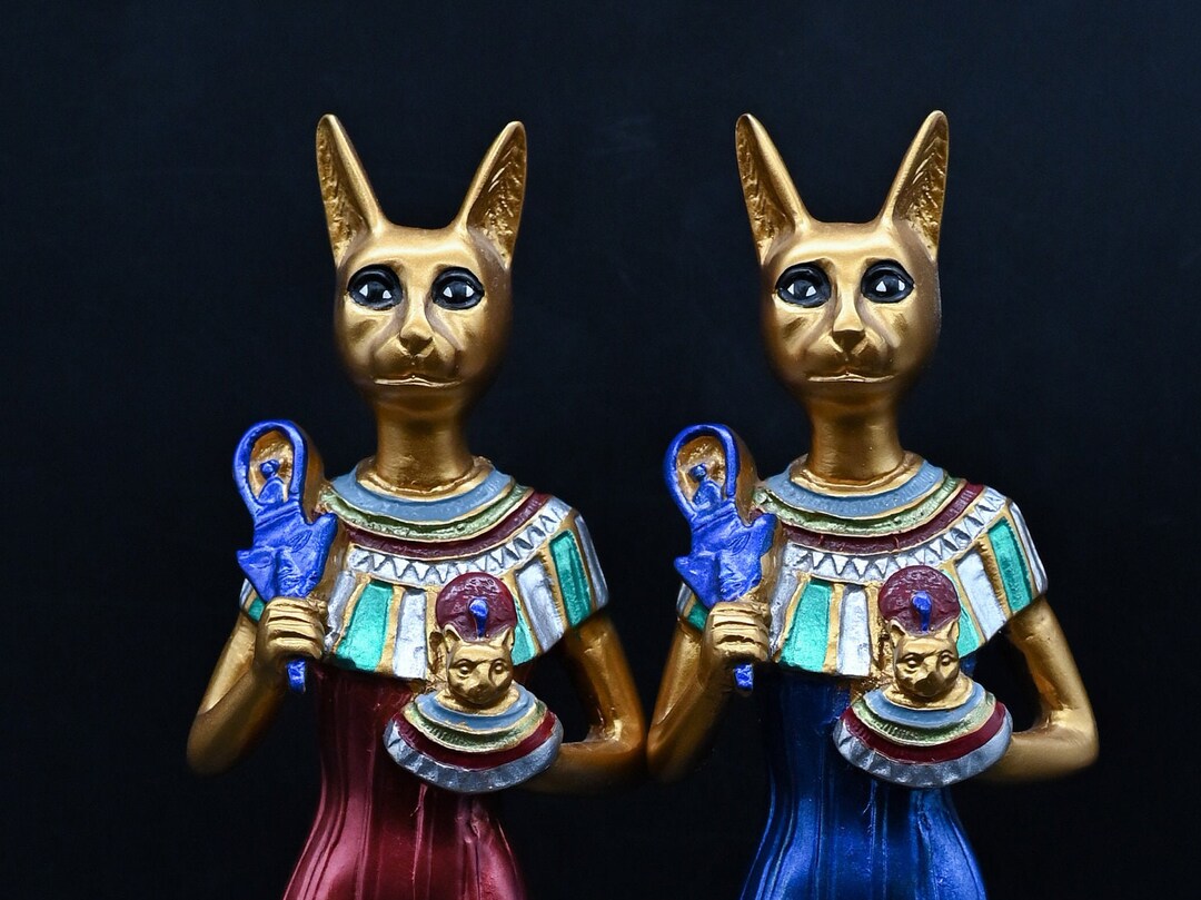 Unique Bastet Statue Holding Sistrum - Goddess Bast Bastet - Egyptian ...