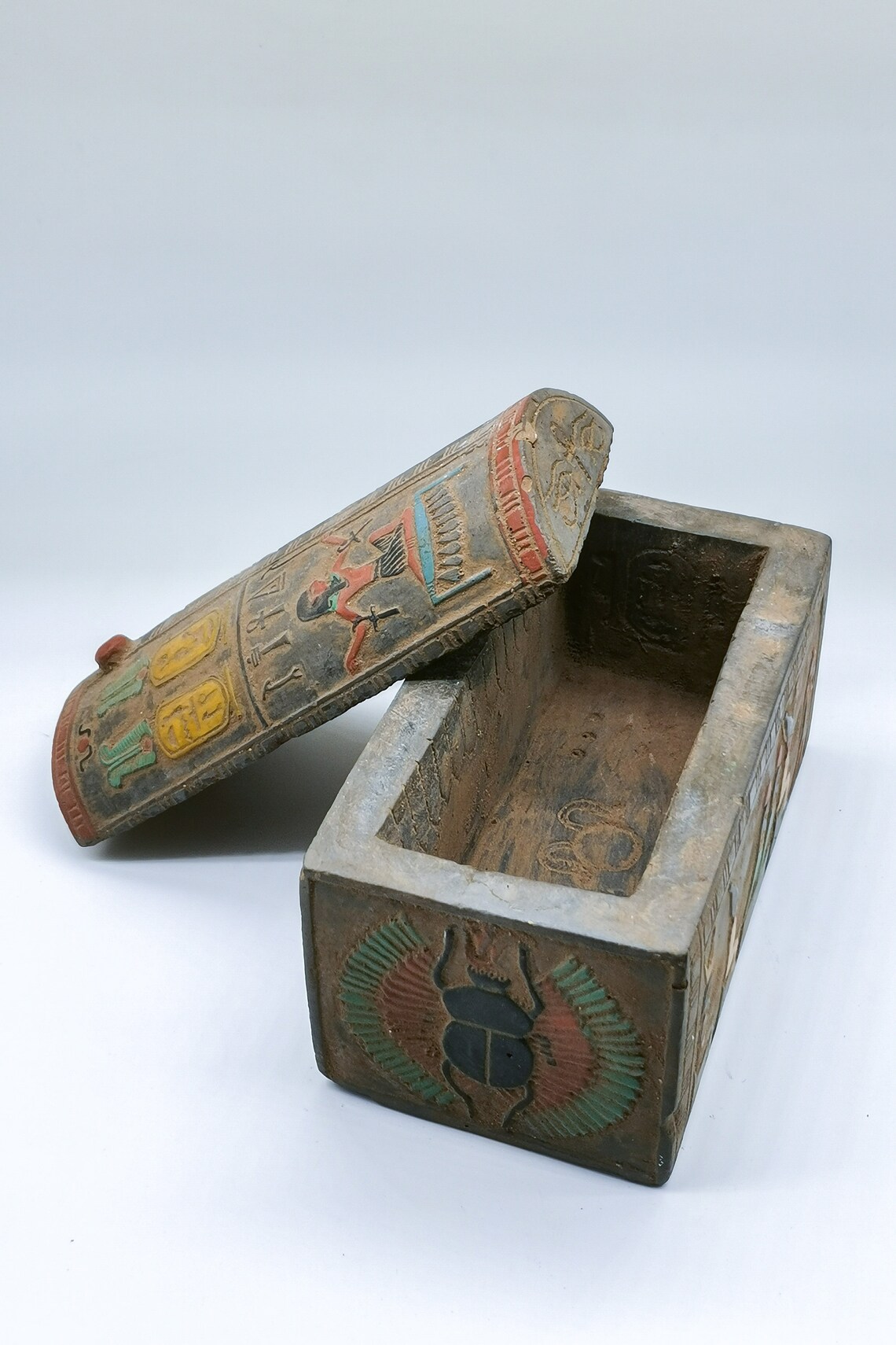 Egyptian Art Box Decorated Pharaonic Inscriptions Colored - Etsy