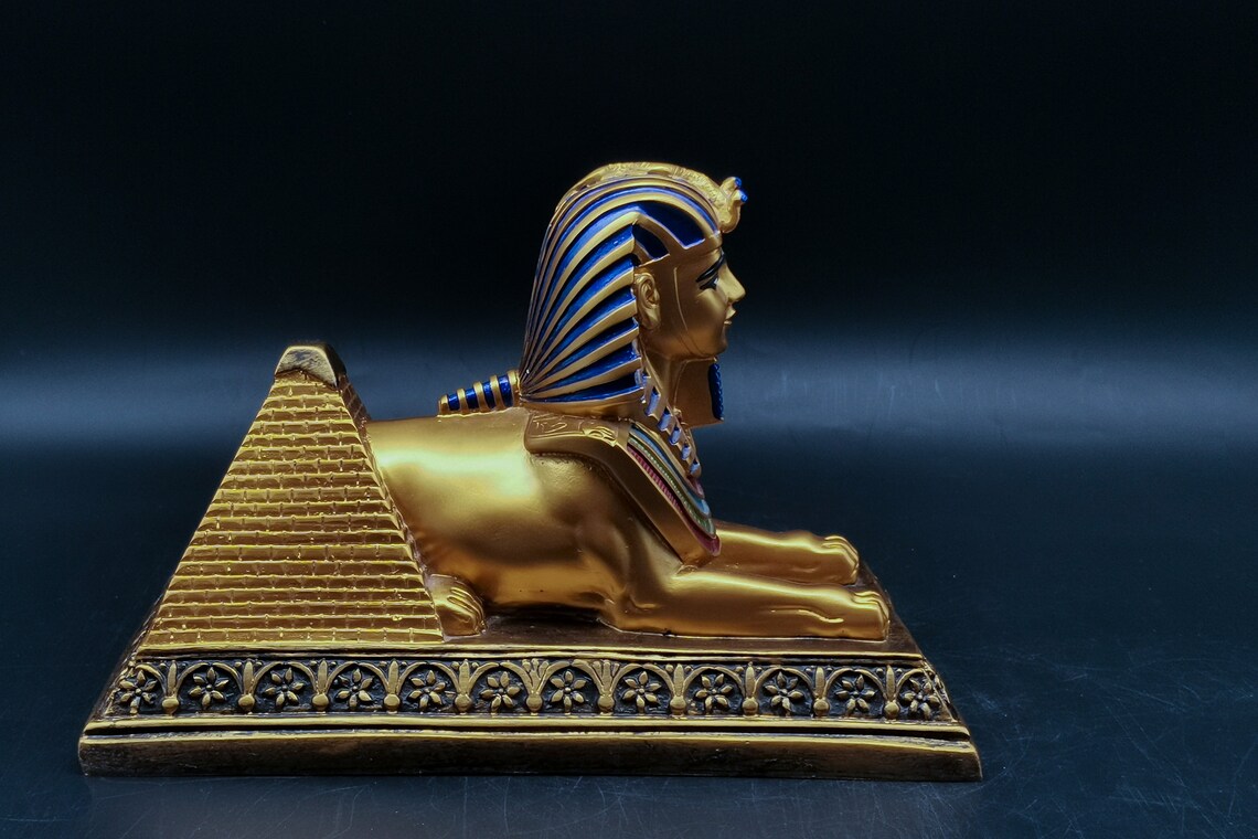 Statue of Egyptian Art Hand Painted Sphinx Pyramid Heavy Made | Etsy