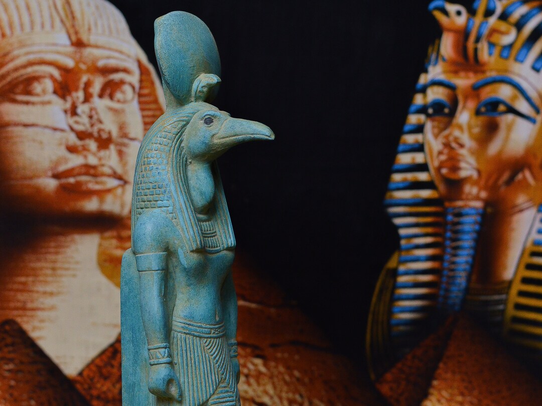 Unique Statue Thoth God of Knowledge Green Large Ancient Egyptian Art ...
