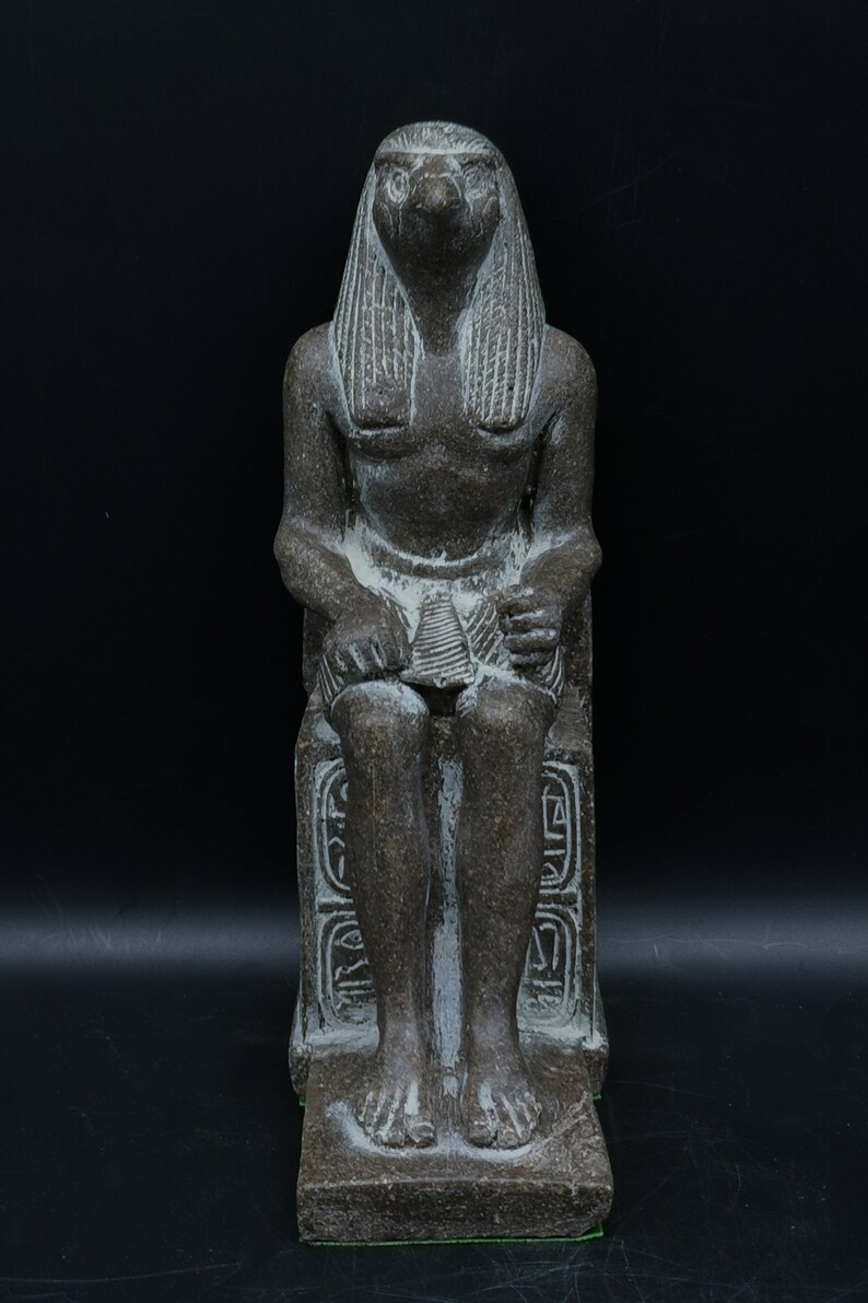 Unique Statue Falcon Headed God Horus Seated Sculpture Granite - Etsy