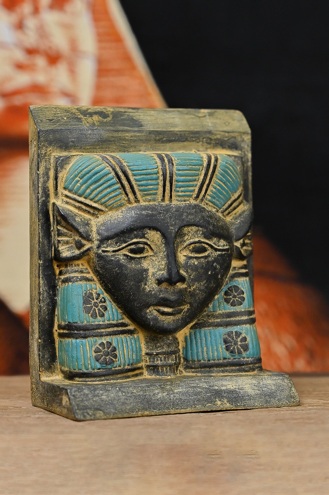 Unique Goddess Hathor Face Mask Cow's Ear Large Sculpture Earthy Black ...