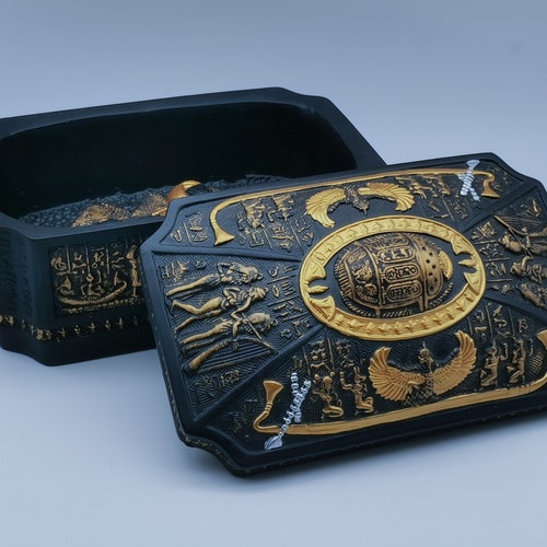 Unique Egyptian Art Box Decorated Pharaonic Inscriptions Black - Etsy