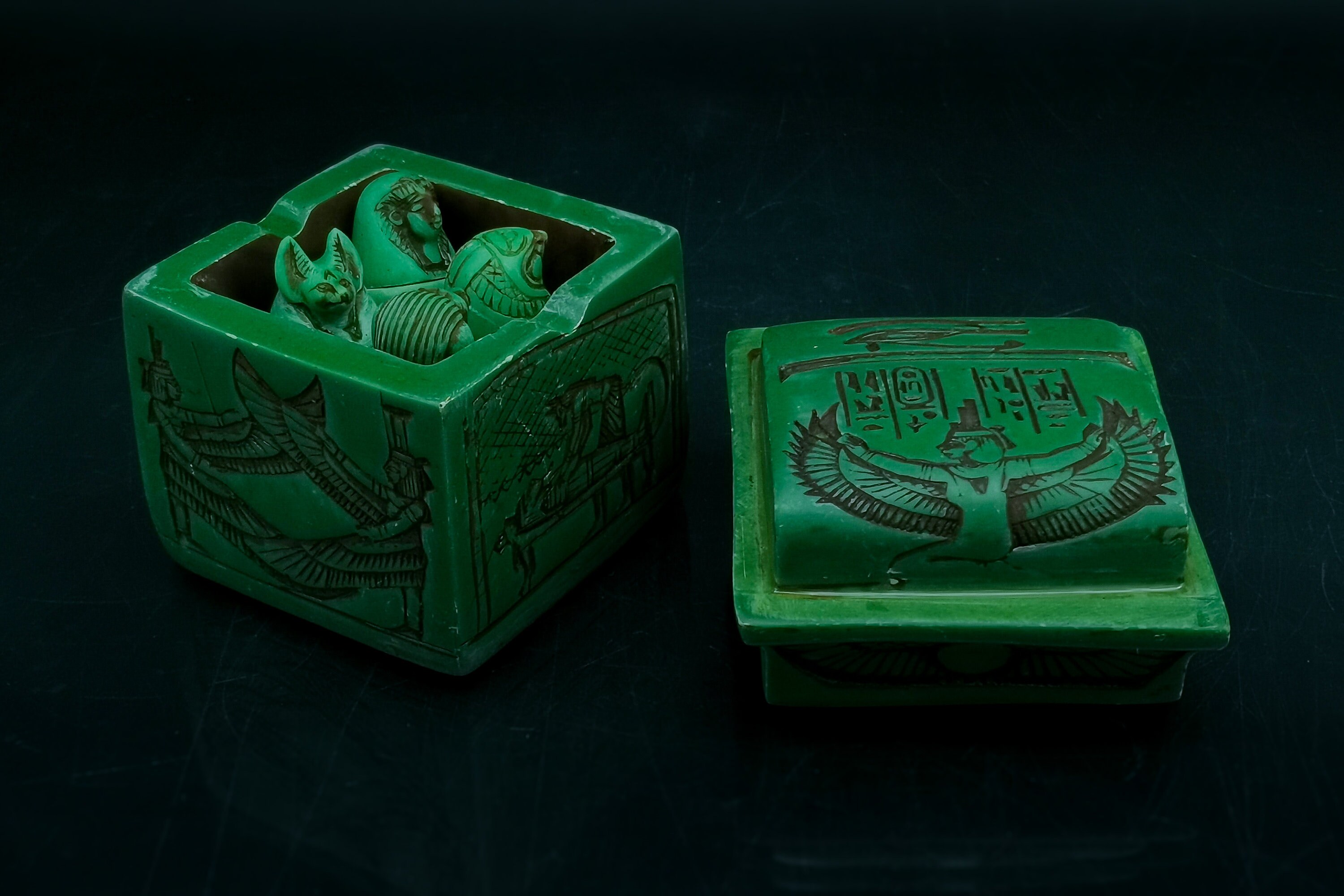 Canopic box jars 4 art Pharaonic Carved inscriptions stone | Etsy