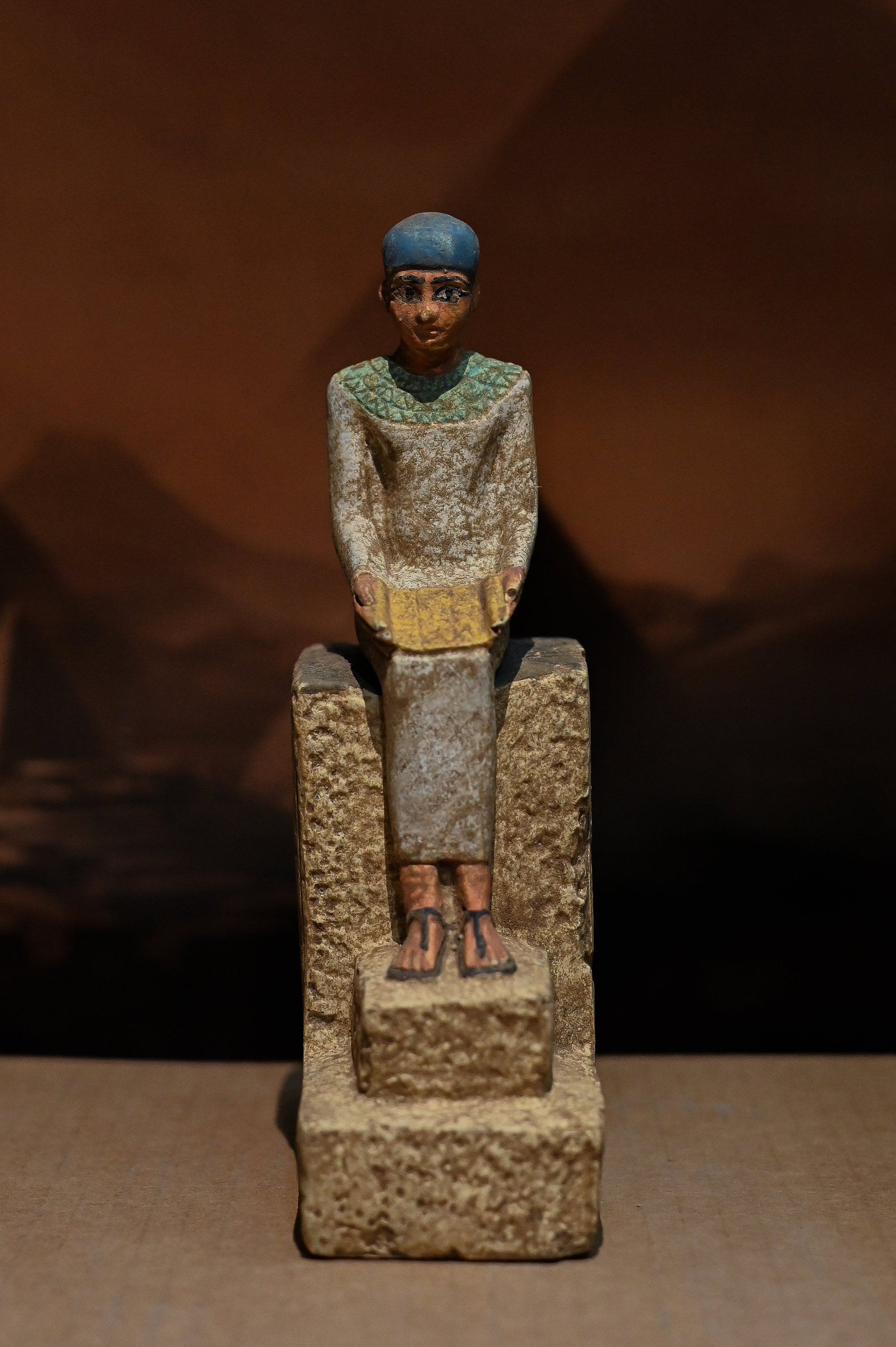 Statue of Egyptian Art Seated Statue of Imhotep Holding an - Etsy