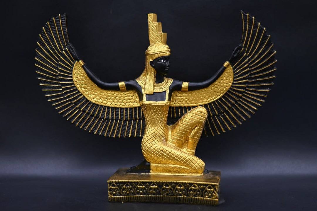 Statue Goddess Isis Wings Large Unique Solid Stone Heavy Made in Egypt ...