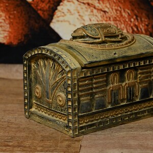 Egyptian Box Made of Natural Stone, Carved on Top With a Large Egyptian ...