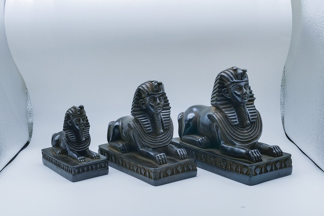 Unique Egyptian Sphinx Statue 3 Size Heavy Black Solid Stone Made in ...