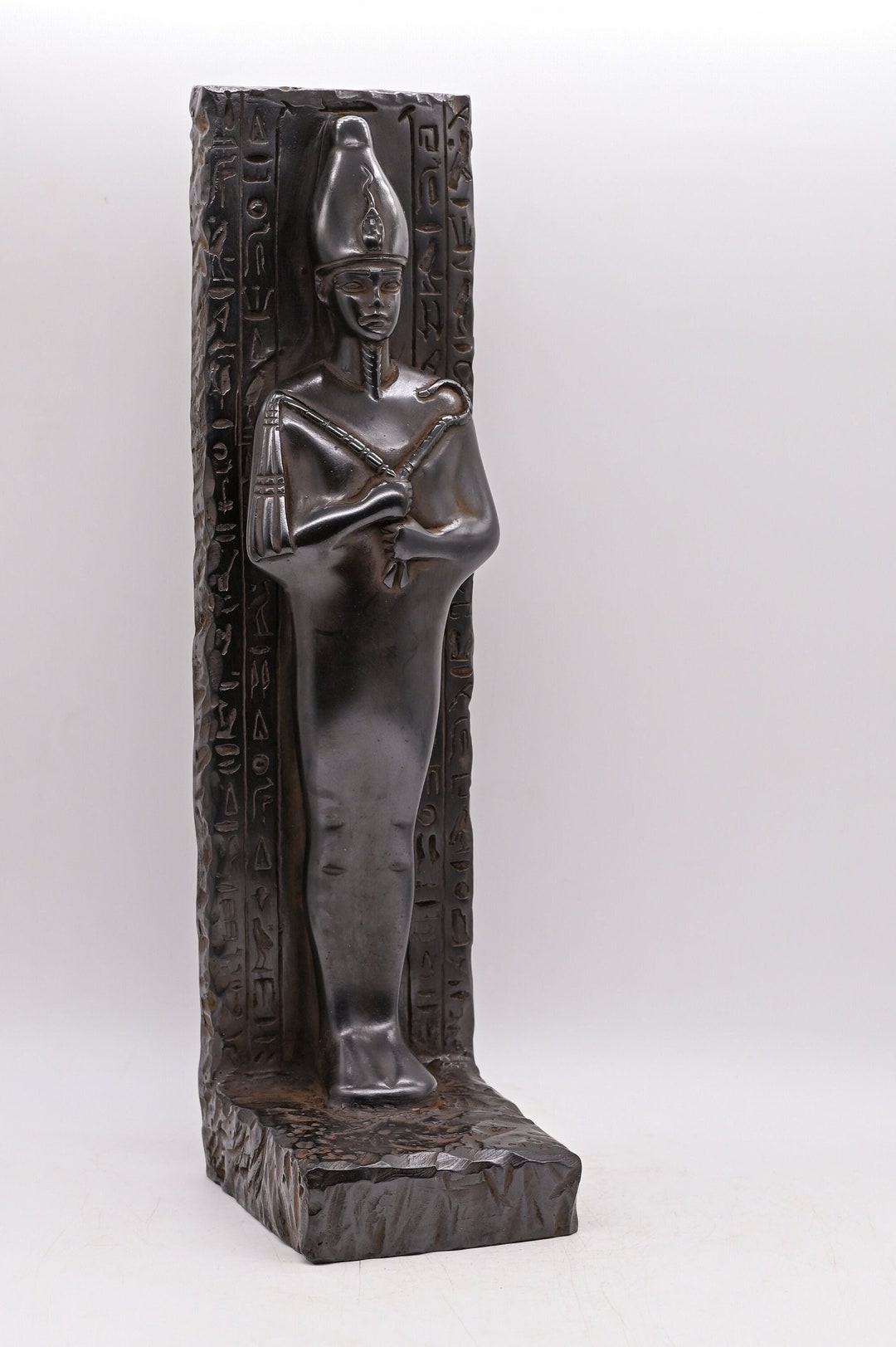 Unique Statue Osiris Large Stela Relief Heavy Black Pharaonic Sculpture ...