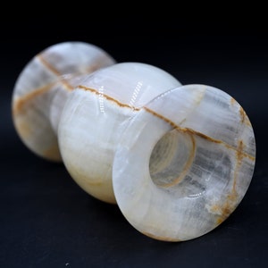 Unique Vase Jar Alabaster Natural Heavy Stone Tealight and Votive Glow ...