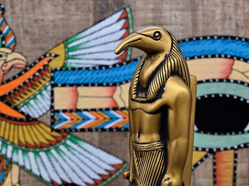 Statue Thoth Hand-painted in Golden Color Ancient Egyptian God - Etsy