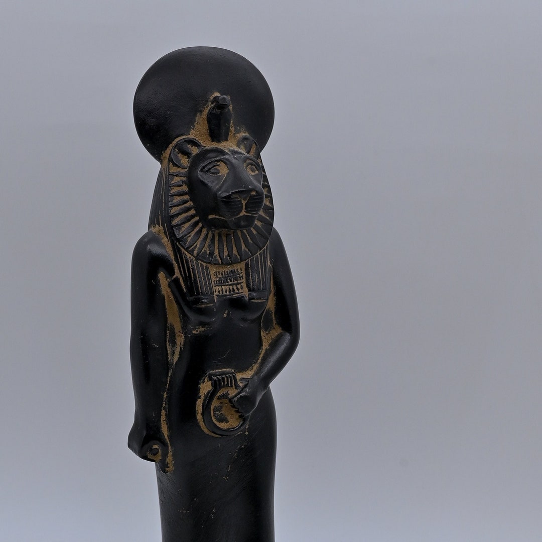 Statue of Goddess Sekhmet Black Egyptian Art Unique Heavy Stone Made in ...