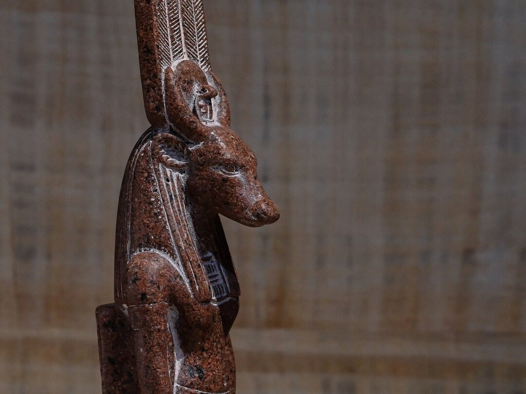 Statue Montu God of War Lord of Medamud, Depicted With a Bull’s Head ...