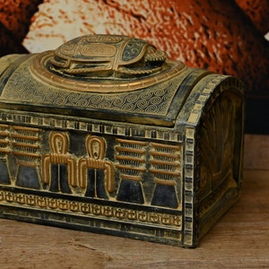 Egyptian Box Made of Natural Stone, Carved on Top With a Large Egyptian ...