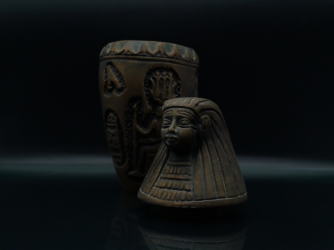 Vintage Ancient Egyptian Imsety Canopic Large Jar son of Horus Carved ...
