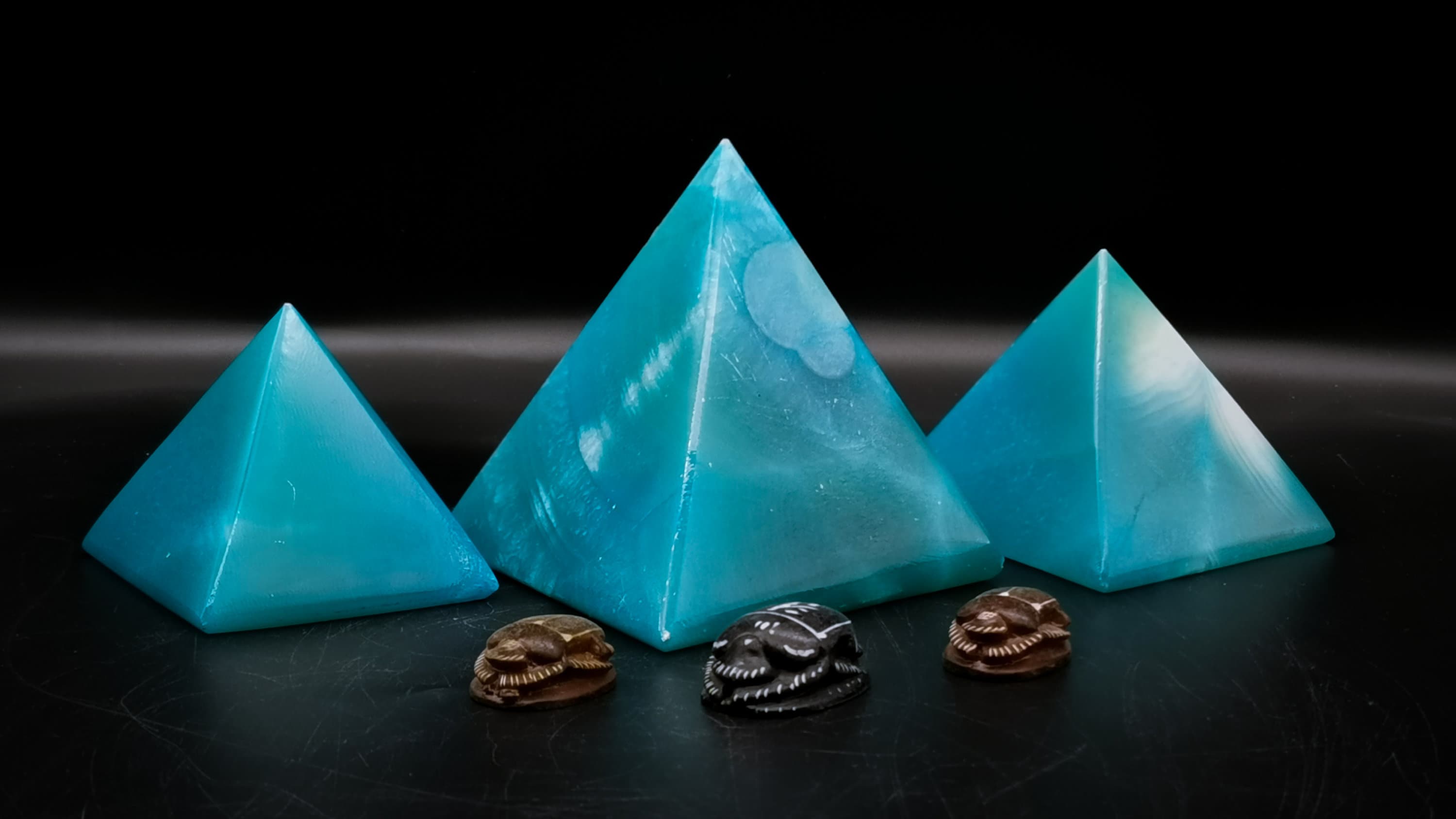 Unique set of pyramids Egyptian Art 4 color Alabaster large | Etsy