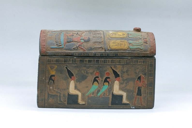 Egyptian Art Box Decorated Pharaonic Inscriptions Colored - Etsy