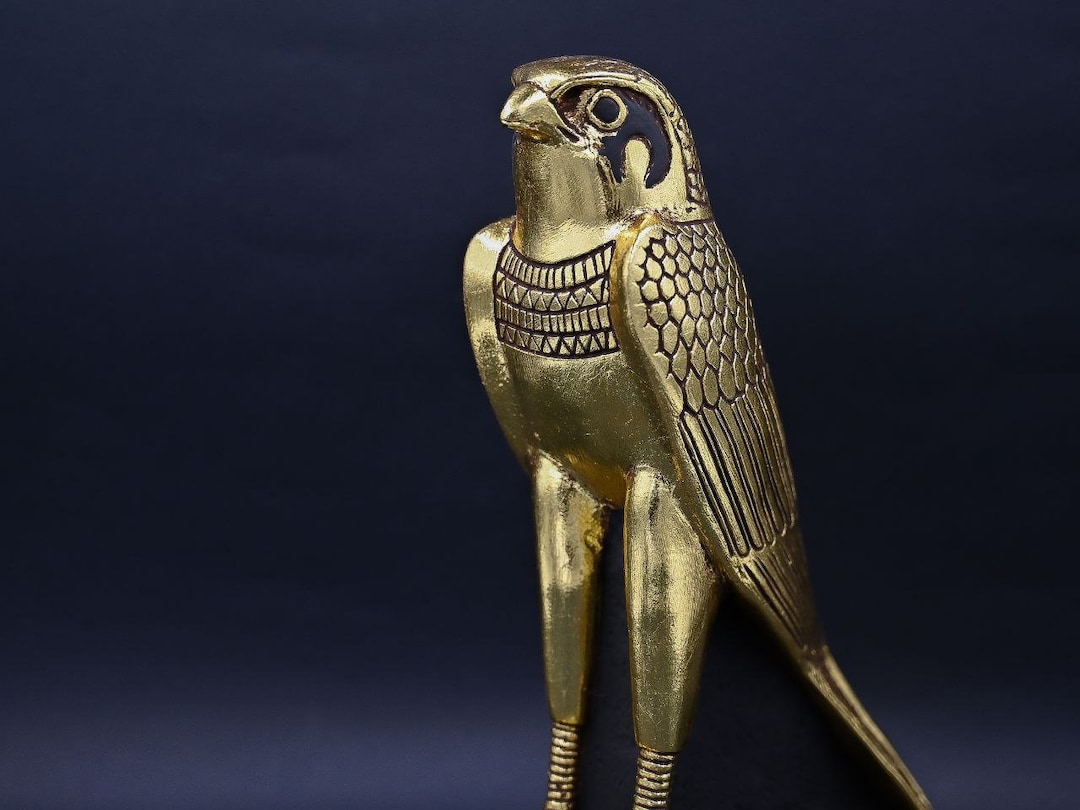 Unique Statue Falcon Bird Headed God Horus Heavy Painted, Gold Leaf ...