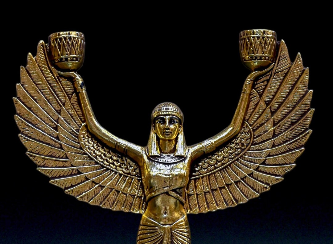 Unique Goddess Isis Wings Statue Candlestick Holder Large Unique ...