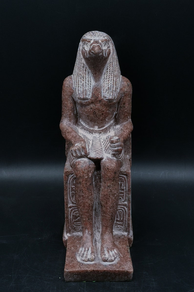 Unique Statue Falcon Headed God Horus Seated Sculpture Granite - Etsy