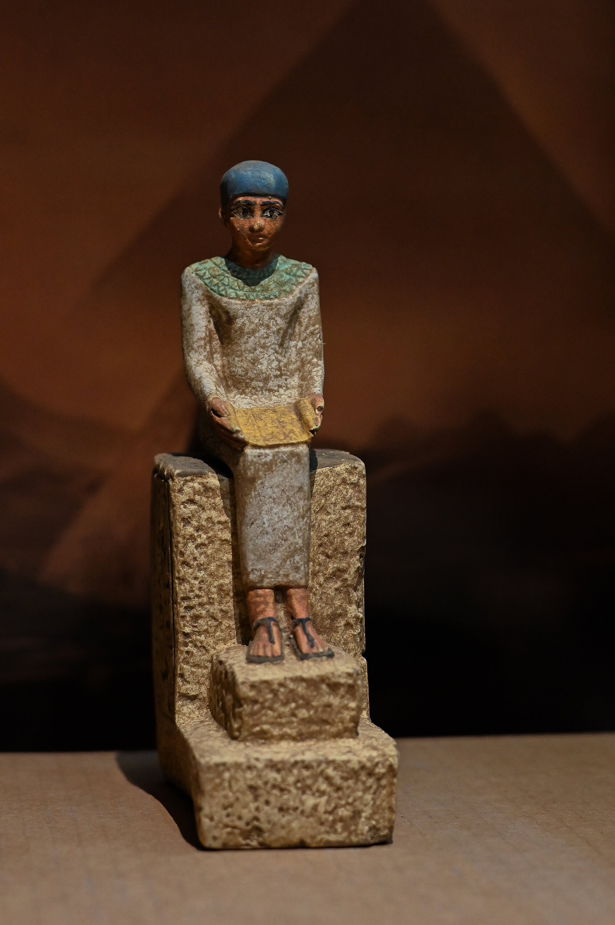 Statue of Egyptian Art Seated Statue of Imhotep Holding an - Etsy